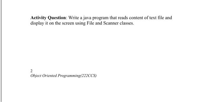 Solved Activity Question Write A Java Program That Reads 