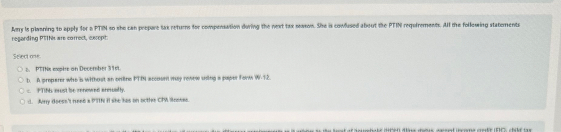 Solved Amy is planning to apply for a PTIN so she can | Chegg.com
