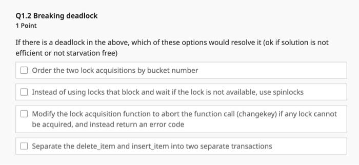 Solved Q1 Deadlock 2 Points Consider a shared hash table in | Chegg.com