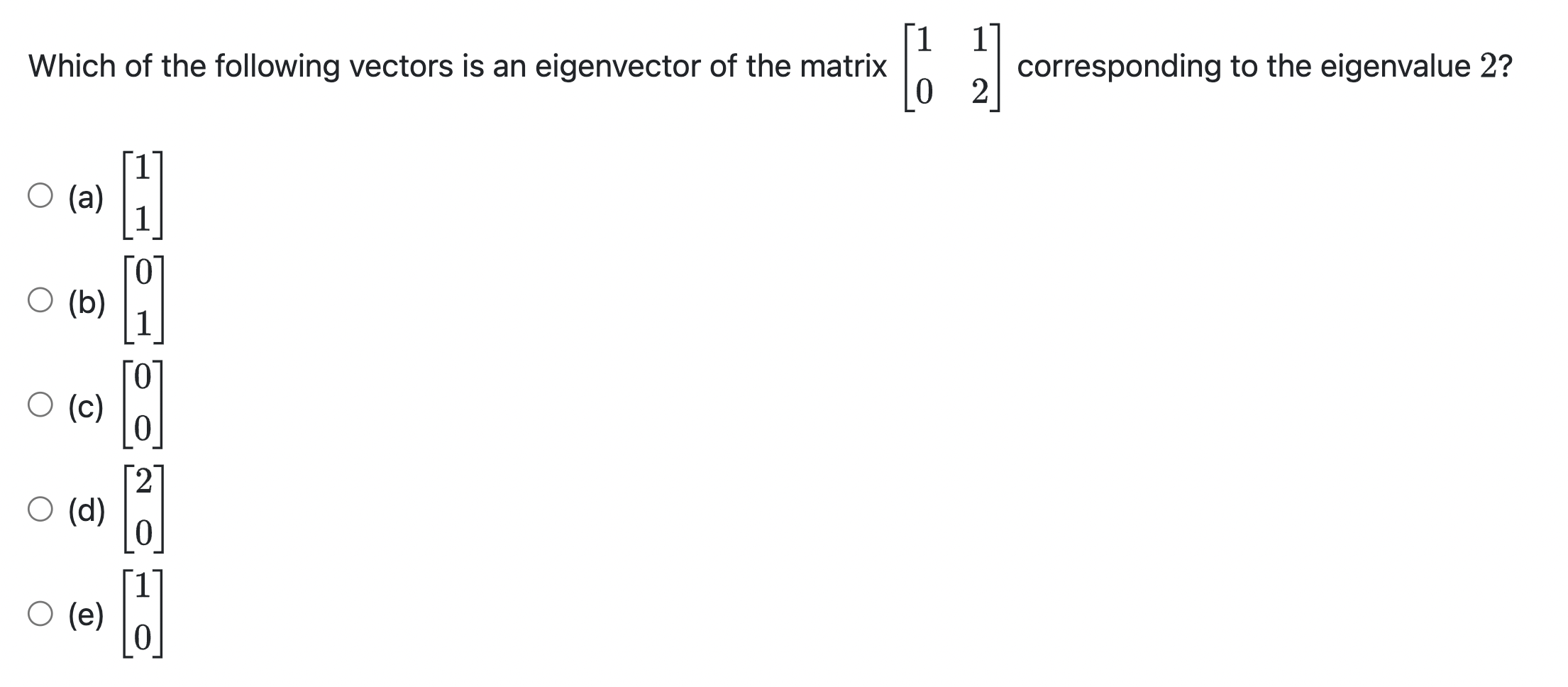 Solved Which of the following vectors is an eigenvector of | Chegg.com