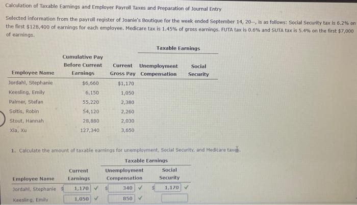 Solved Calculation of Taxable Earnings and Employer Payroll | Chegg.com