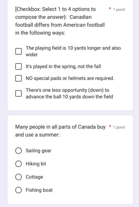 Solved [Checkbox: Select 1 to 4 options to * 1 point compose | Chegg.com
