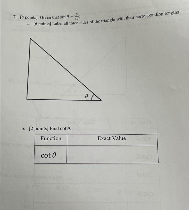 Solved 7. [8 points]. Given that sinθ=135 : a. [6 points] | Chegg.com