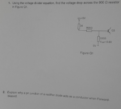 Solved Using the voltage divider equation, find the voltage | Chegg.com
