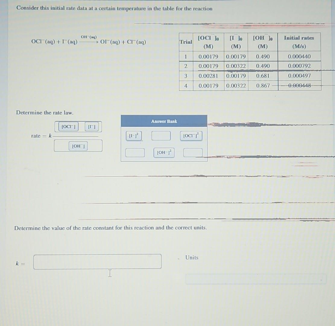 Solved Consider This Initial Rate Data At A Certain