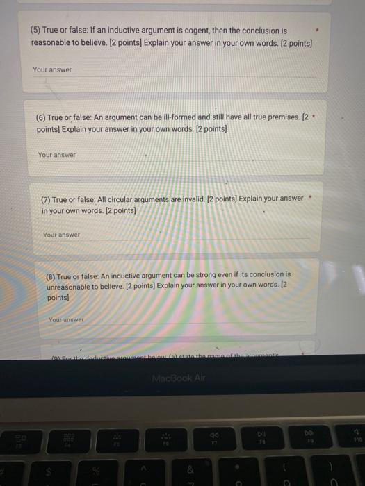 (5) True or false: If an inductive argument is | Chegg.com