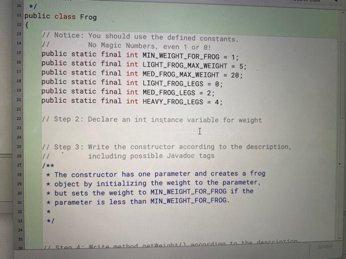 Solved 13 14 10 */ public class Frog 12