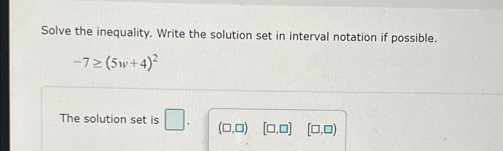 Solved Solve the inequality. Write the solution set in | Chegg.com