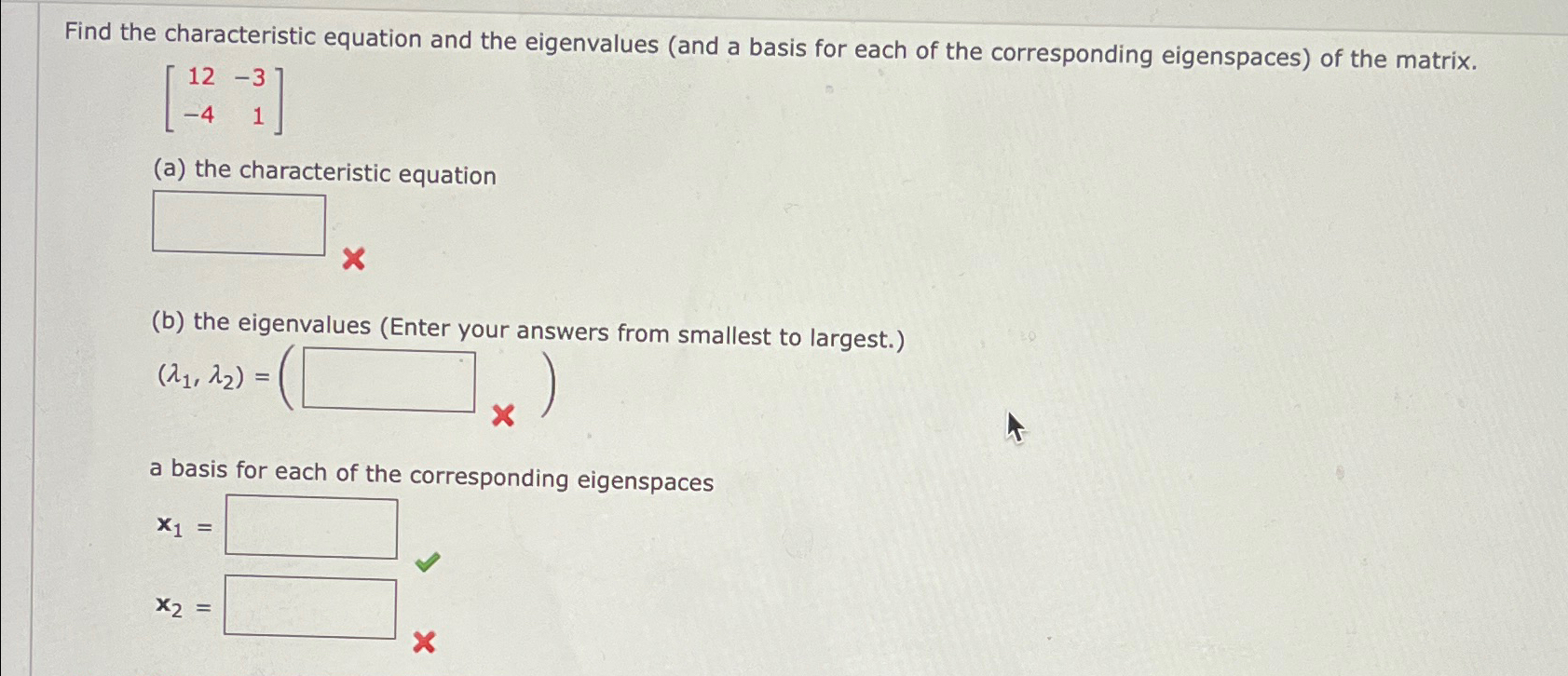 Solved Find the characteristic equation and the eigenvalues | Chegg.com