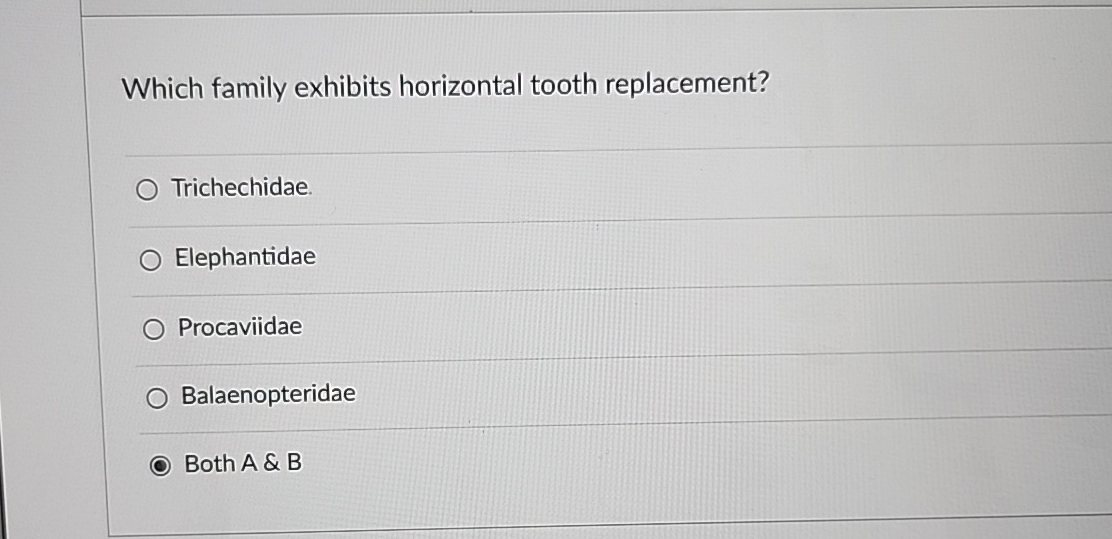 Solved Which family exhibits horizontal tooth | Chegg.com