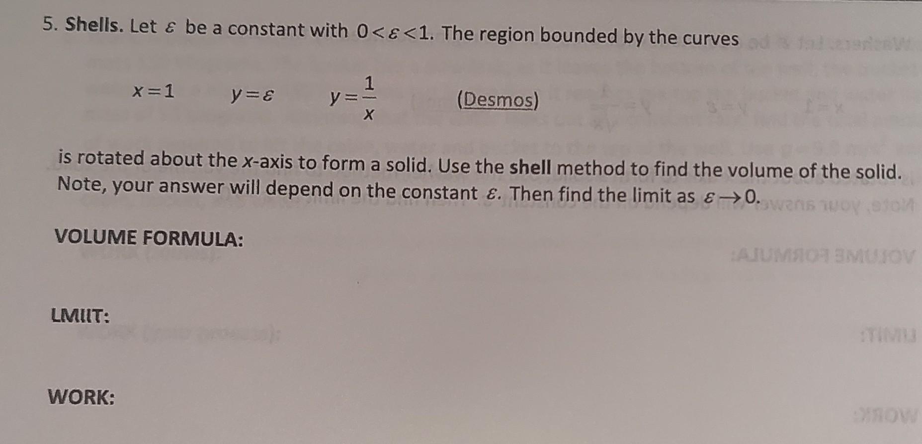 Solved 5. Shells. Let ε be a constant with 0