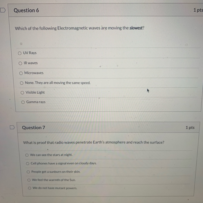 Solved Question 6 1 pts Which of the following | Chegg.com