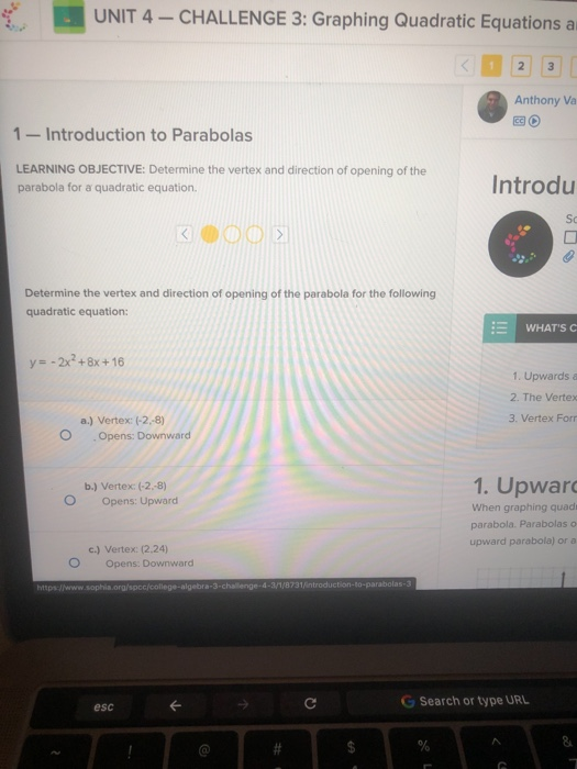 Solved UNIT 4 - CHALLENGE 3: Graphing Quadratic Equations a | Chegg.com