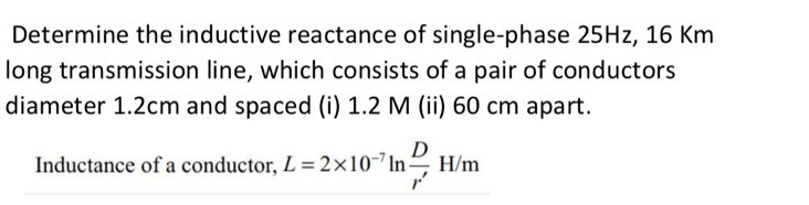Solved Determine the inductive reactance of single-phase | Chegg.com