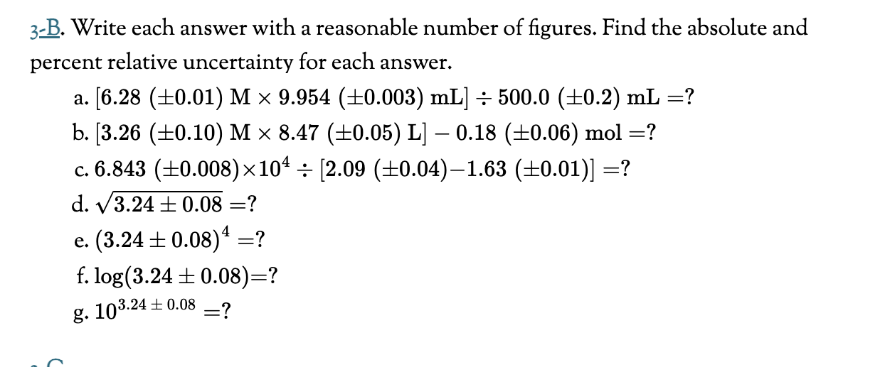 Solved 3-B. ﻿Write each answer with a reasonable number of | Chegg.com