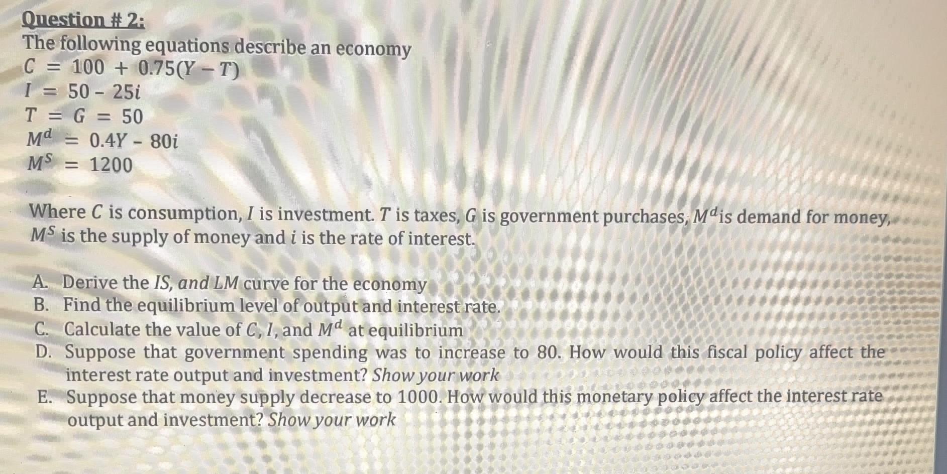 Solved Question\# 2i The following equations describe an | Chegg.com