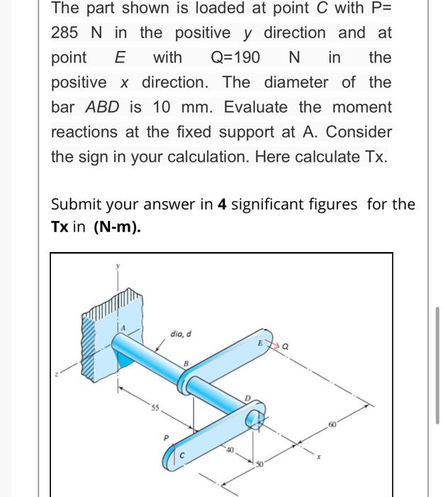 Solved The part shown is loaded at point C with P= 285 N in | Chegg.com
