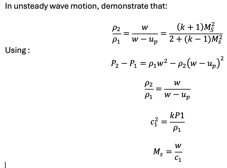 Solved In unsteady wave motion, demonstrate | Chegg.com