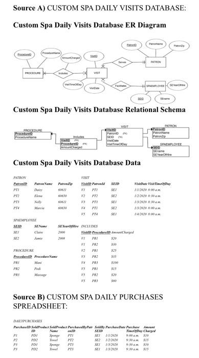 Source A) CUSTOM SPA DAILY VISITS DATABASE: Custom | Chegg.com