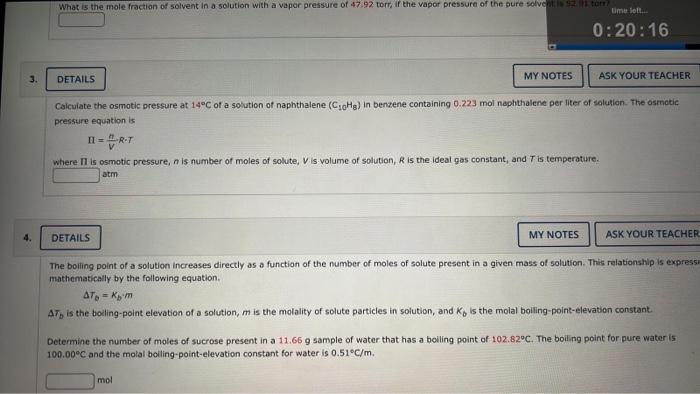 Solved What is the mole fraction of solvent in a solution | Chegg.com