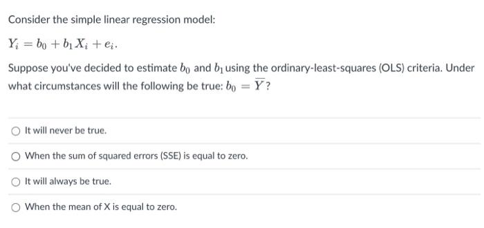 Solved Consider the simple linear regression model: | Chegg.com