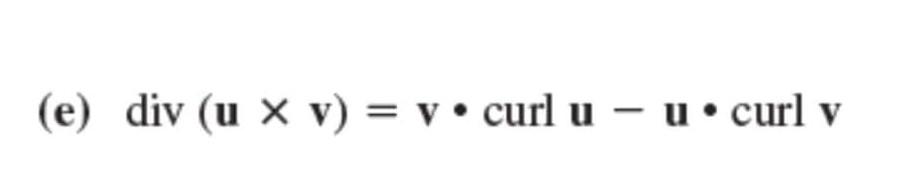 Solved (e) div (u X v) = v.curl u – u.curl v | Chegg.com