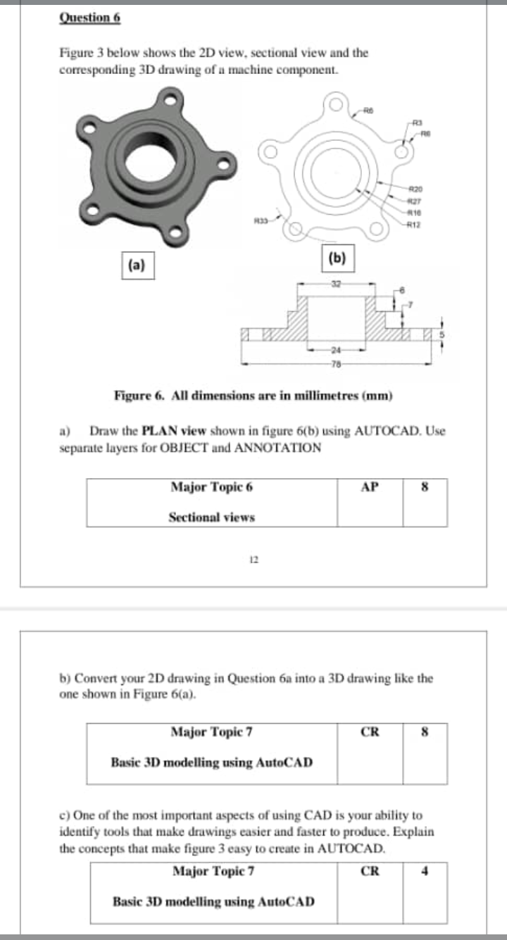 Figure 3 below shows the 2D view, sectional view and | Chegg.com
