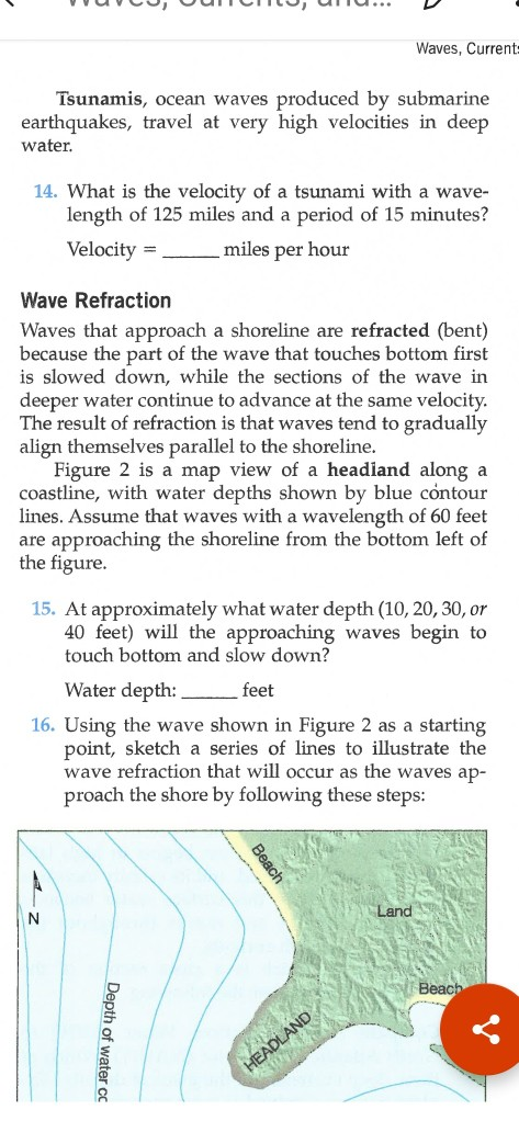 Solved Waves, Current Tsunamis, ocean waves produced by | Chegg.com