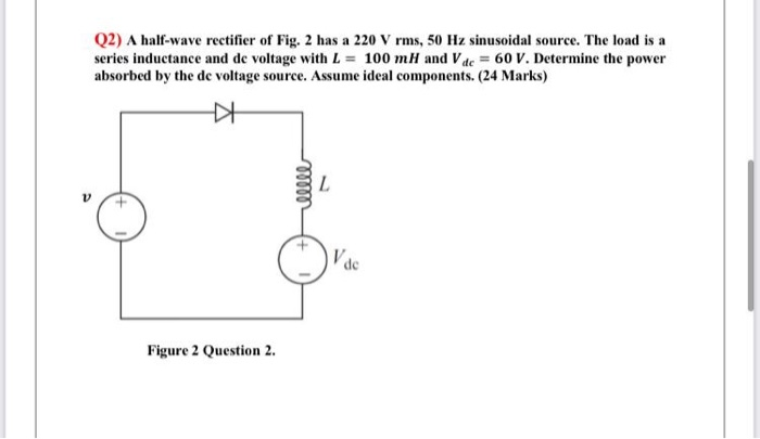 Solved Q2) A half-wave rectifier of Fig. 2 has a 220 Vrms, | Chegg.com