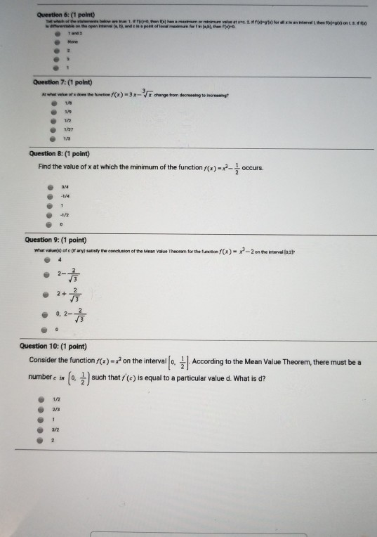 Solved Question &: (1 point) Question 7: (1 point) what to | Chegg.com
