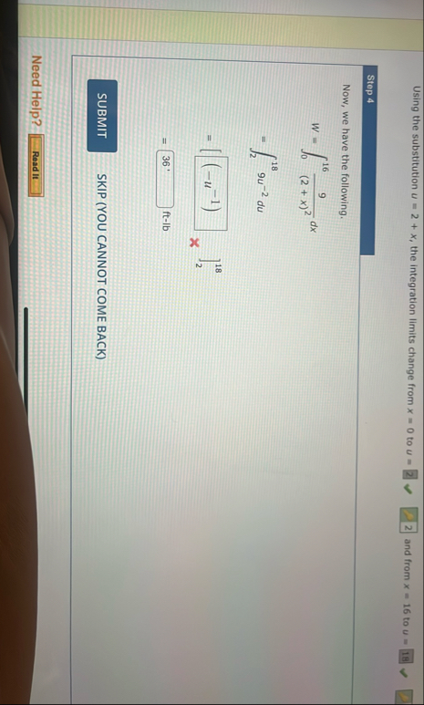 [Solved]: Using the substitution u=2 x, the integration limi