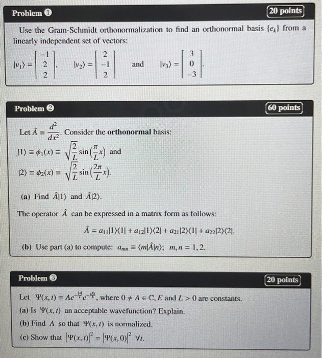 Solved Use the Gram-Schmidt orthonormalization to find an | Chegg.com