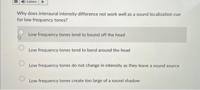 Solved Why Does Interaural Intensity Difference Not Work