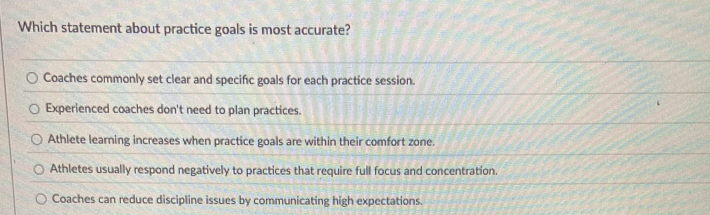 Solved Which statement about practice goals is most | Chegg.com