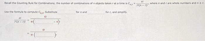 Solved Recall the Counting Rule for Combinations; the number | Chegg.com