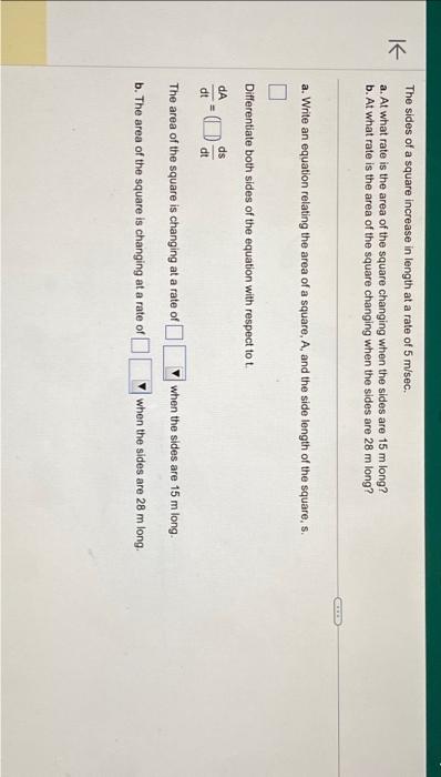 Solved The sides of a square increase in length at a rate of | Chegg.com
