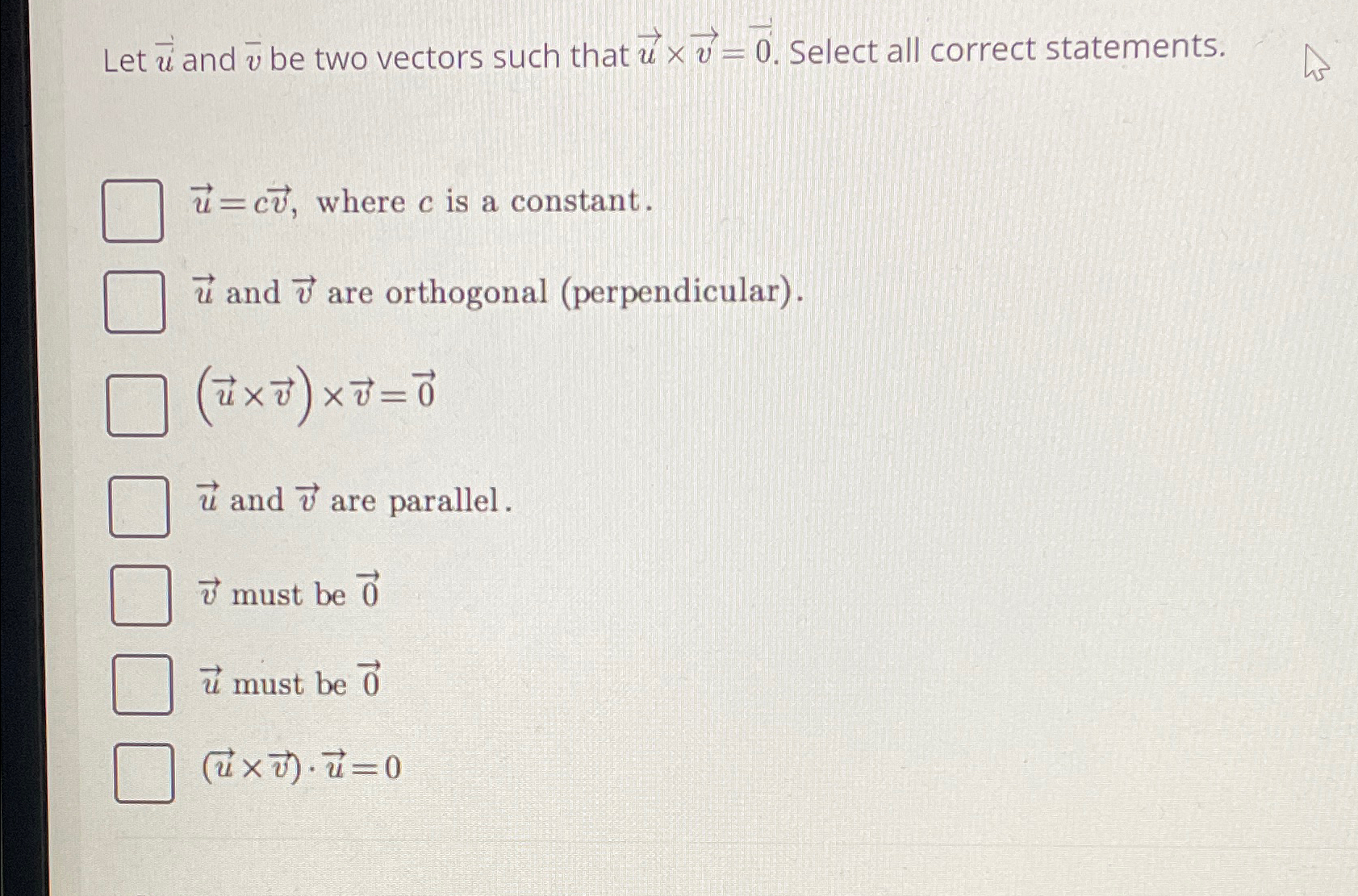 Solved Let vec(u) ﻿and ?bar (v) ﻿be two vectors such that | Chegg.com