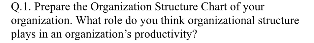 Q.1. ﻿Prepare the Organization Structure Chart of | Chegg.com