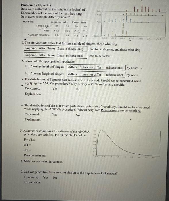 Solved Problem 5 ( 30 points) Data were collected on the | Chegg.com