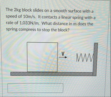 Solved The 2 ﻿kg block slides on a smooth surface with a | Chegg.com