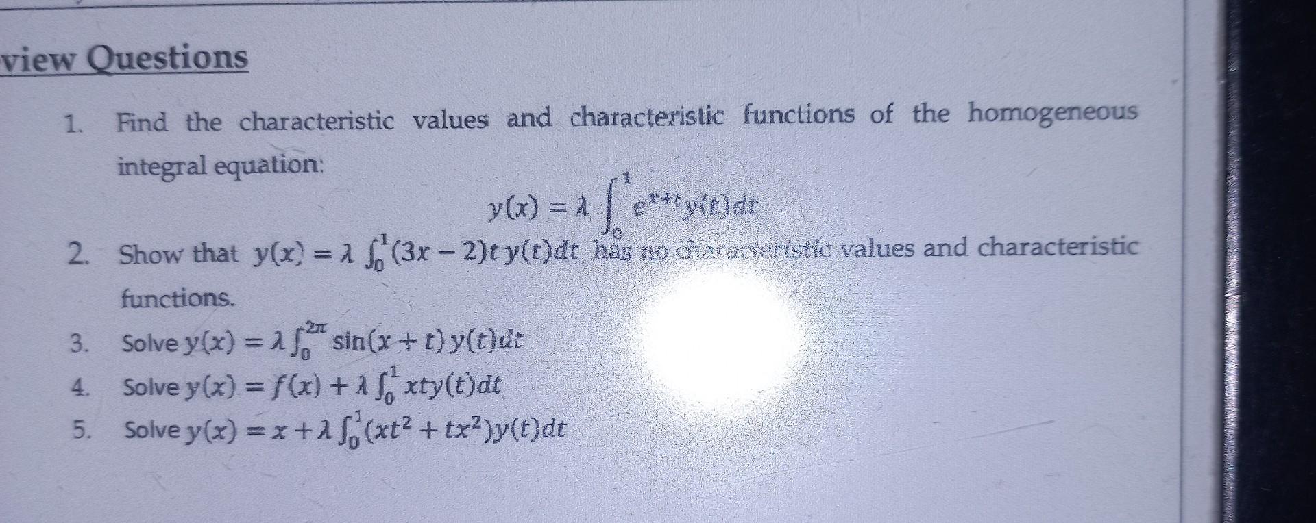 Solved 1 Find The Characteristic Values And Characteristic