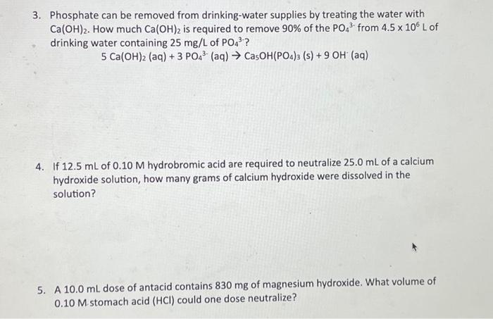 Solved 3. Phosphate can be removed from drinking-water | Chegg.com