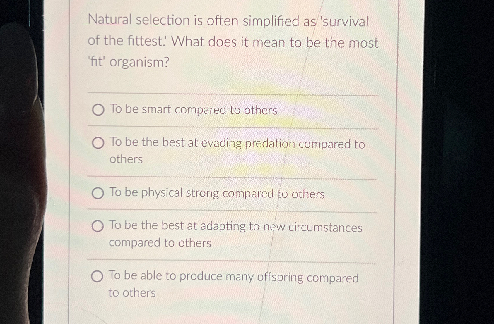 Solved Natural selection is often simplified as 'survival of | Chegg.com