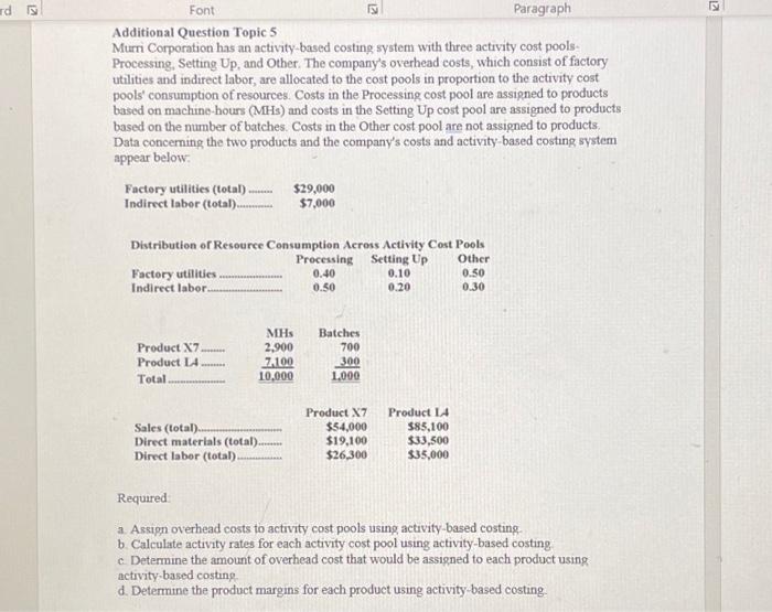 Solved Additional Question Topic 5 Murri Corporation has an | Chegg.com