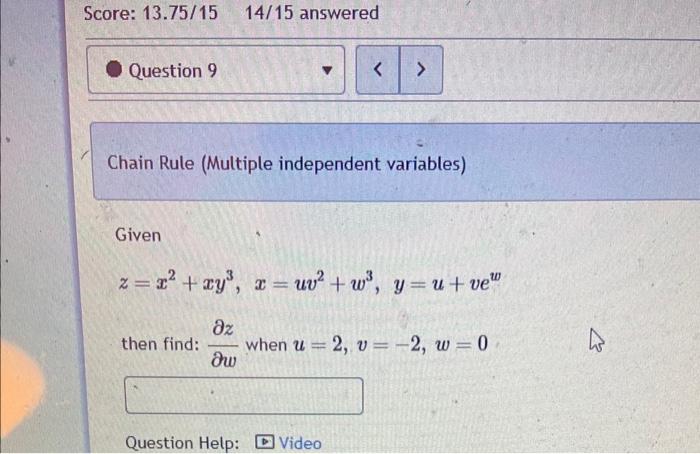 Solved Score: 13.75/15 14/15 answered Chain Rule (Multiple | Chegg.com