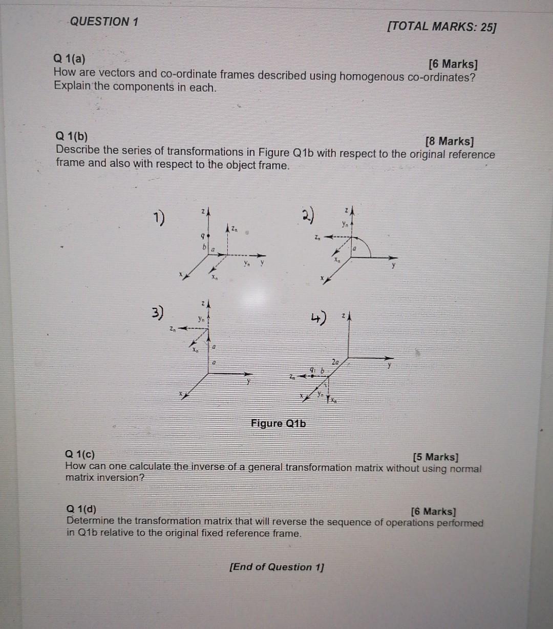 Solved Q 1(a) [6 Marks] How are vectors and co-ordinate | Chegg.com