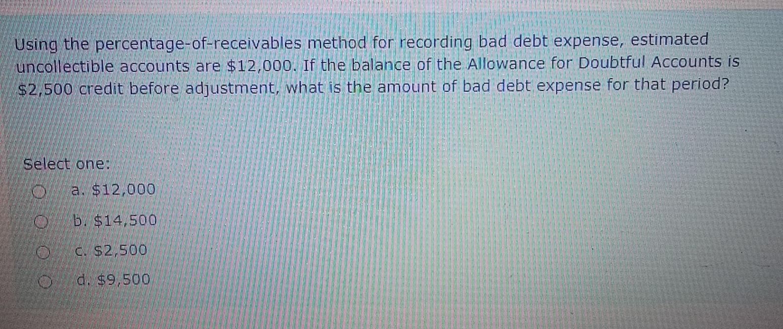 Solved Using the percentage-of-receivables method for | Chegg.com