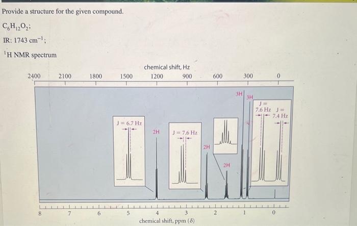 Solved Provide a structure for the given compound. C6H12O2 | Chegg.com