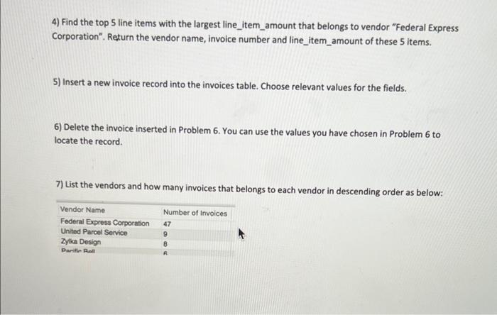 Solved 4) Find the top 5 line items with the largest | Chegg.com