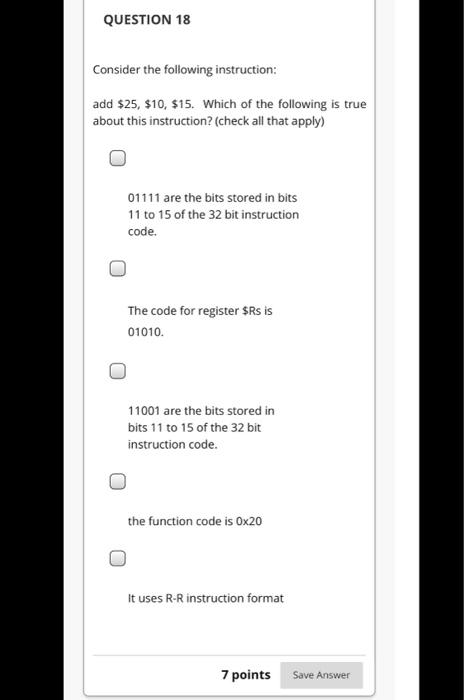 Solved QUESTION 15 Consider the instruction: bne $9, $8, | Chegg.com